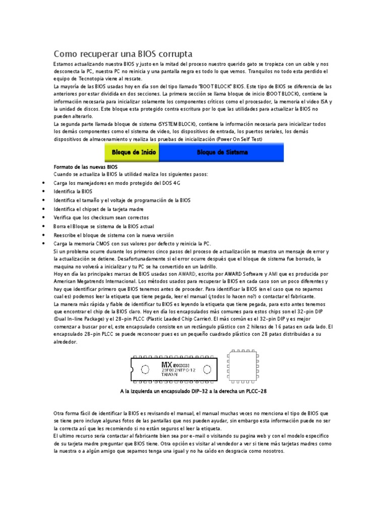 Como Recuperar Una BIOS Corrupta | PDF | Bios | Archivo de computadora