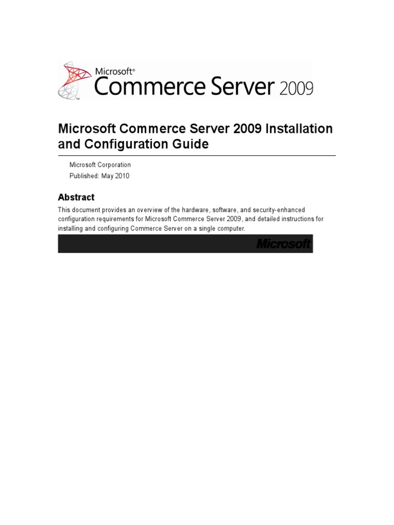Microsoft Commerce Server 2009 Installation and Configuration Guide ...