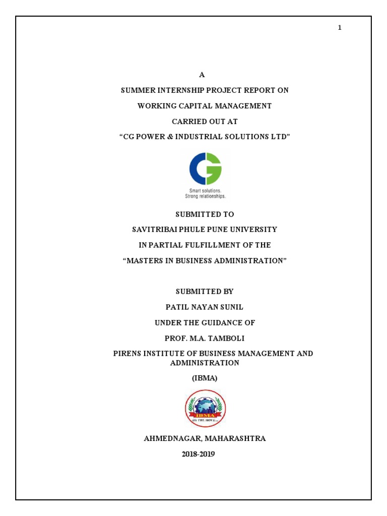 Project Report On Working Capital Management | PDF | Working Capital ...