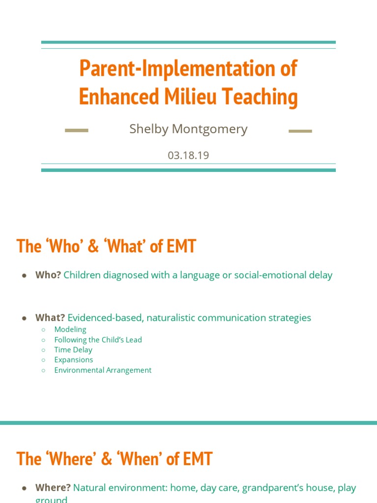 Parent-Implemented Enhanced Milieu Teaching | PDF | Caregiver ...