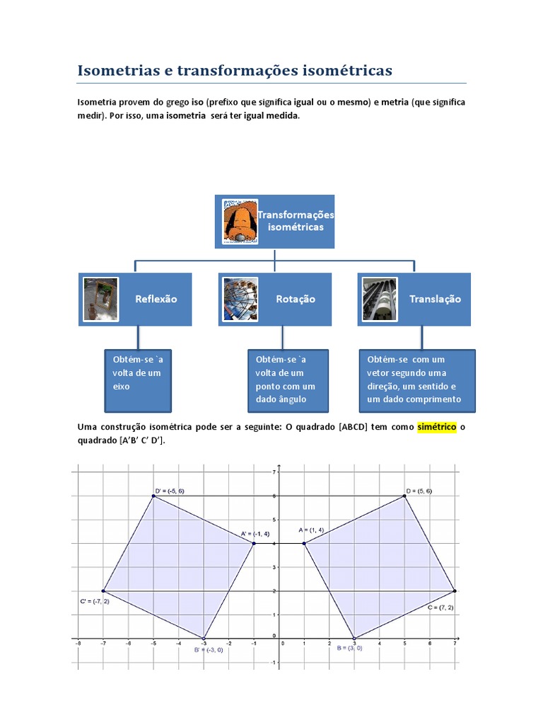 Transformações Isométricas na Geometria | PDF | Vetor euclidiano | Rotação