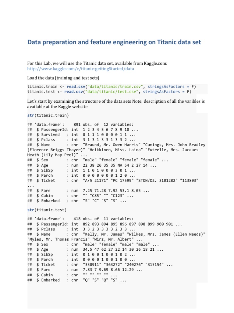 Titanic Data Preparation Overview | PDF | Mode (Statistics) | Dependent ...