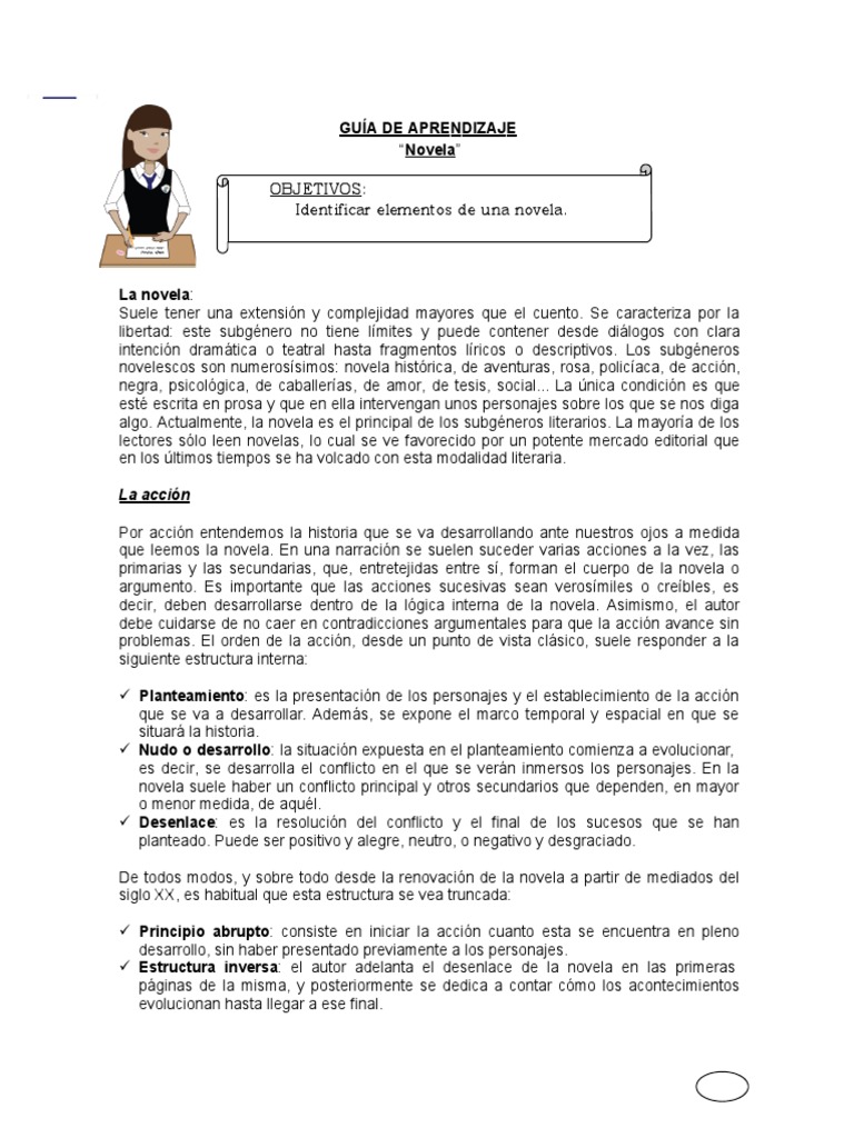 Elementos de La Novela 8° | PDF | Narración | Novelas