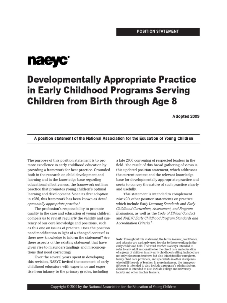 DAP Position Statement NAEYC | PDF | No Child Left Behind Act | Early ...