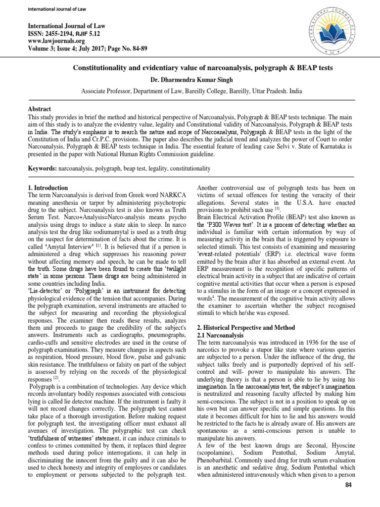 DNA, Narco, BEAP Tests PDF | PDF | Polygraph | Torture