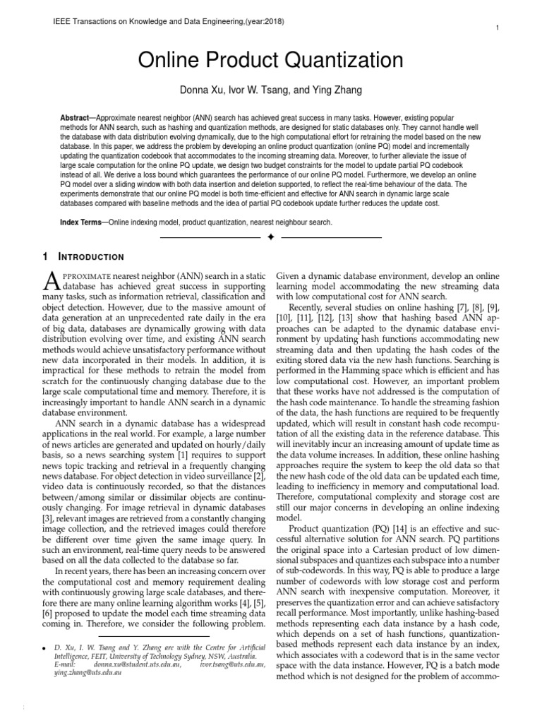 Online Product Quantization: An Incremental Learning Model for ...