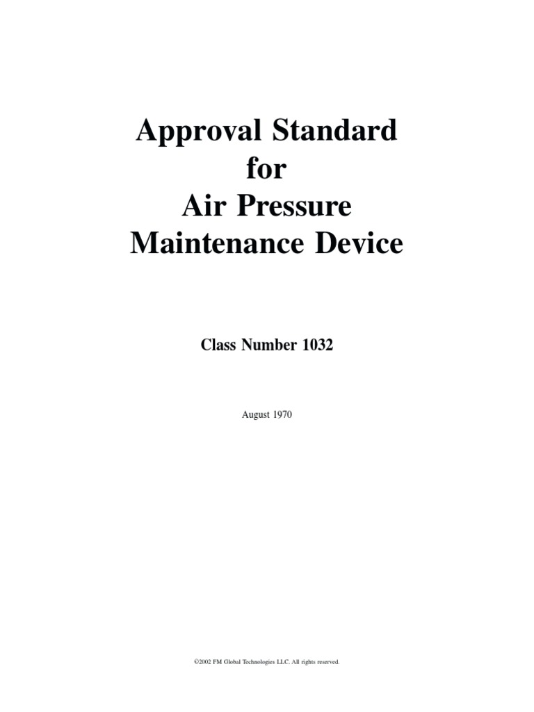 Approval Standard For Air Pressure Maintenance Device: Class Number ...