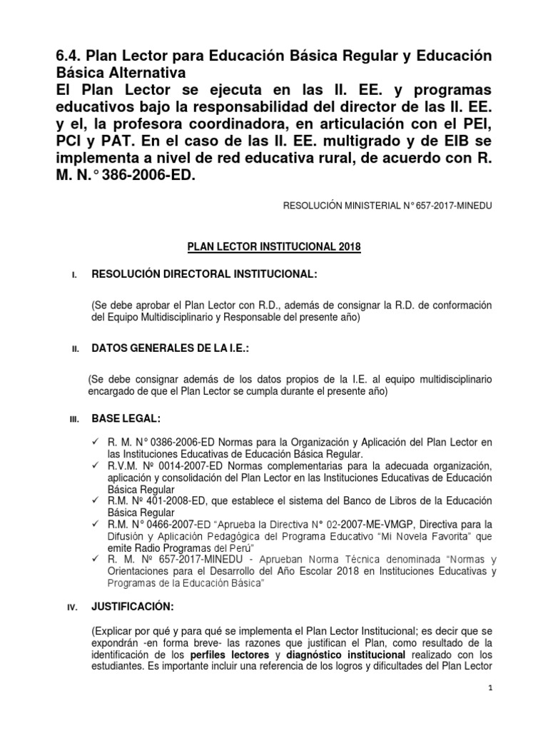 Plan Lector Secundaria | PDF | Educación avanzada