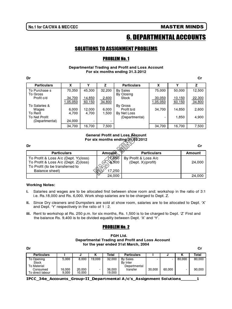 Departmental Accounts PDF | PDF | Revenue | Stocks