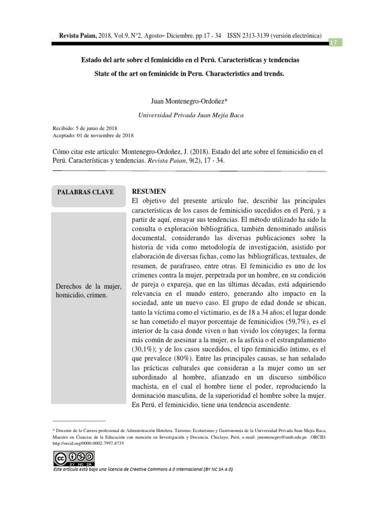 Jmo - PAIAN - Articulo - Feminicidio PUBLICADO PDF | PDF | Acoso sexual ...