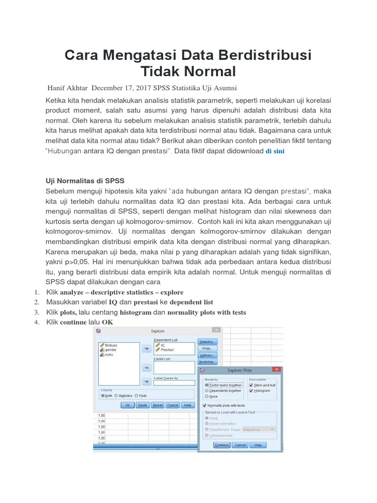 Cara Mengatasi Data Berdistribusi Tidak Normal | PDF
