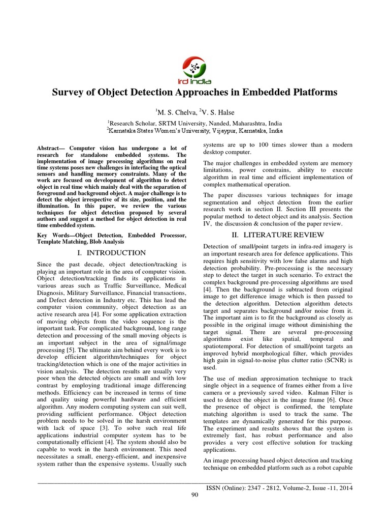 Survey of Object Detection Approaches in Embedded Platforms: Ii ...
