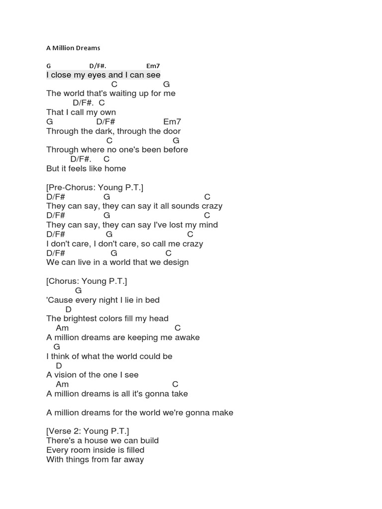 A Million Dreams Song Lyrics | PDF