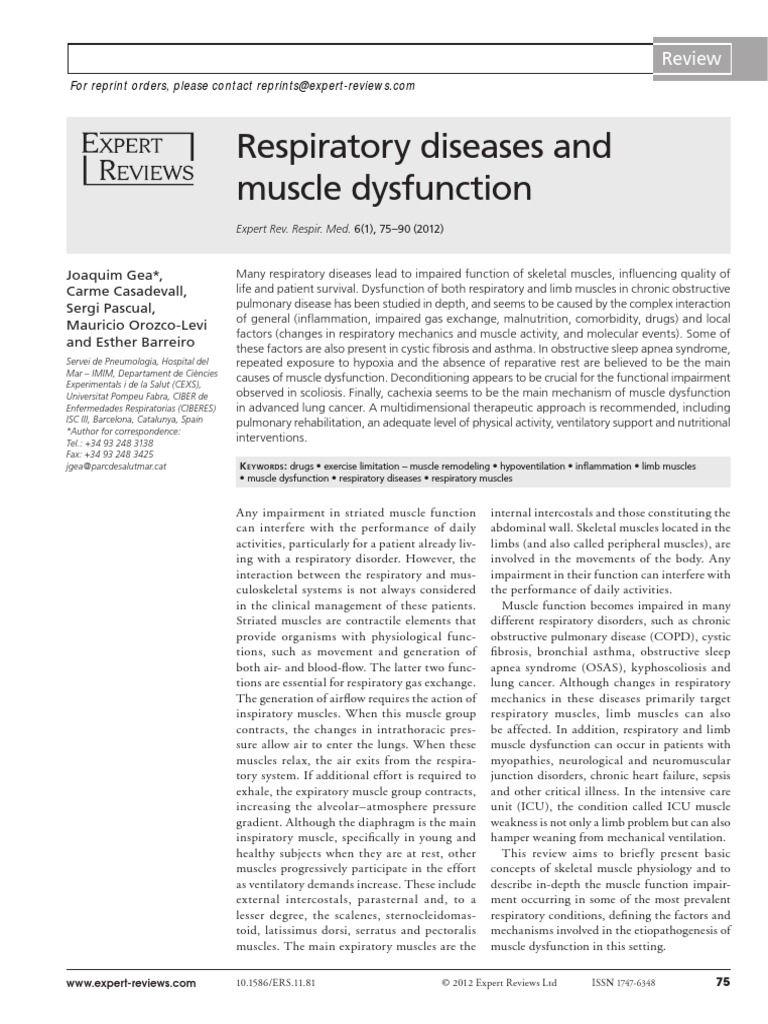Respiratory Diseases and Muscle Dysfunction: Review | PDF | Chronic ...