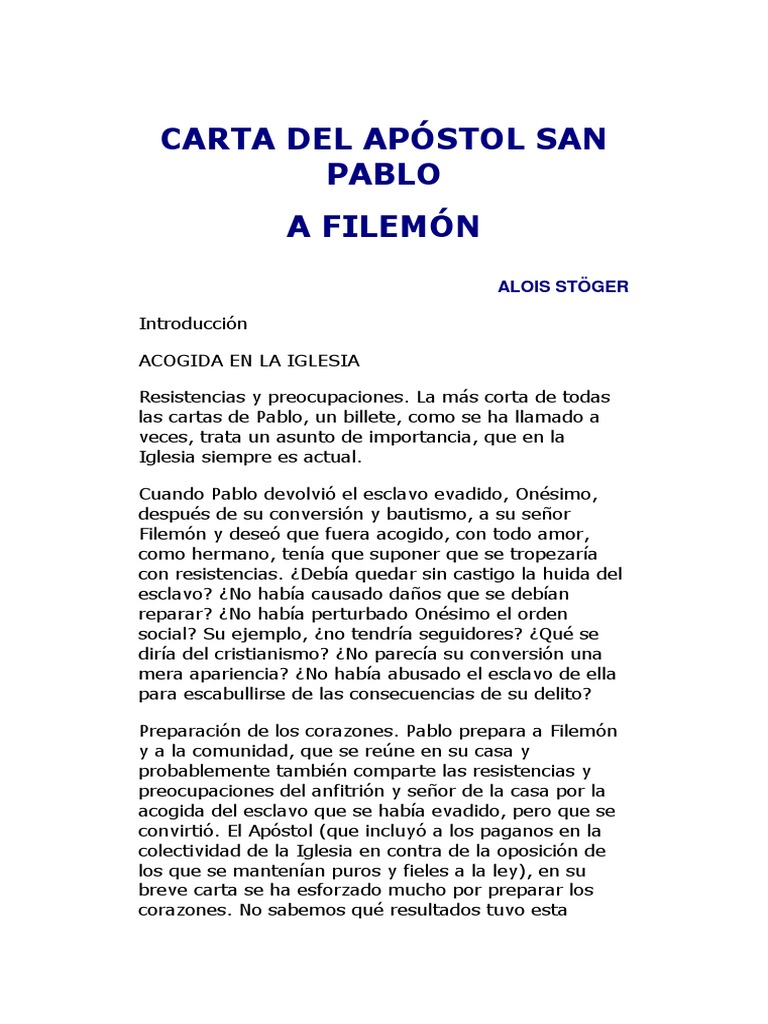 Carta Del Apóstol San Pablo A Filemón | PDF | Cristo (título) | Pablo ...