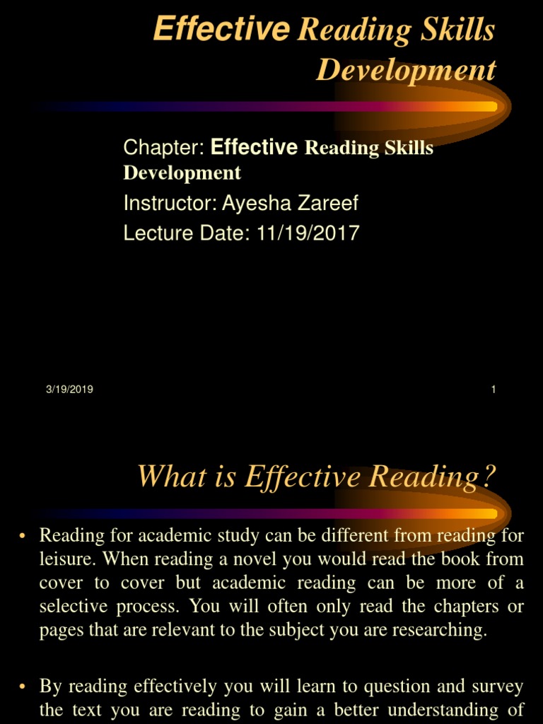 Effective Reading Skills Development | PDF | Reading Comprehension ...