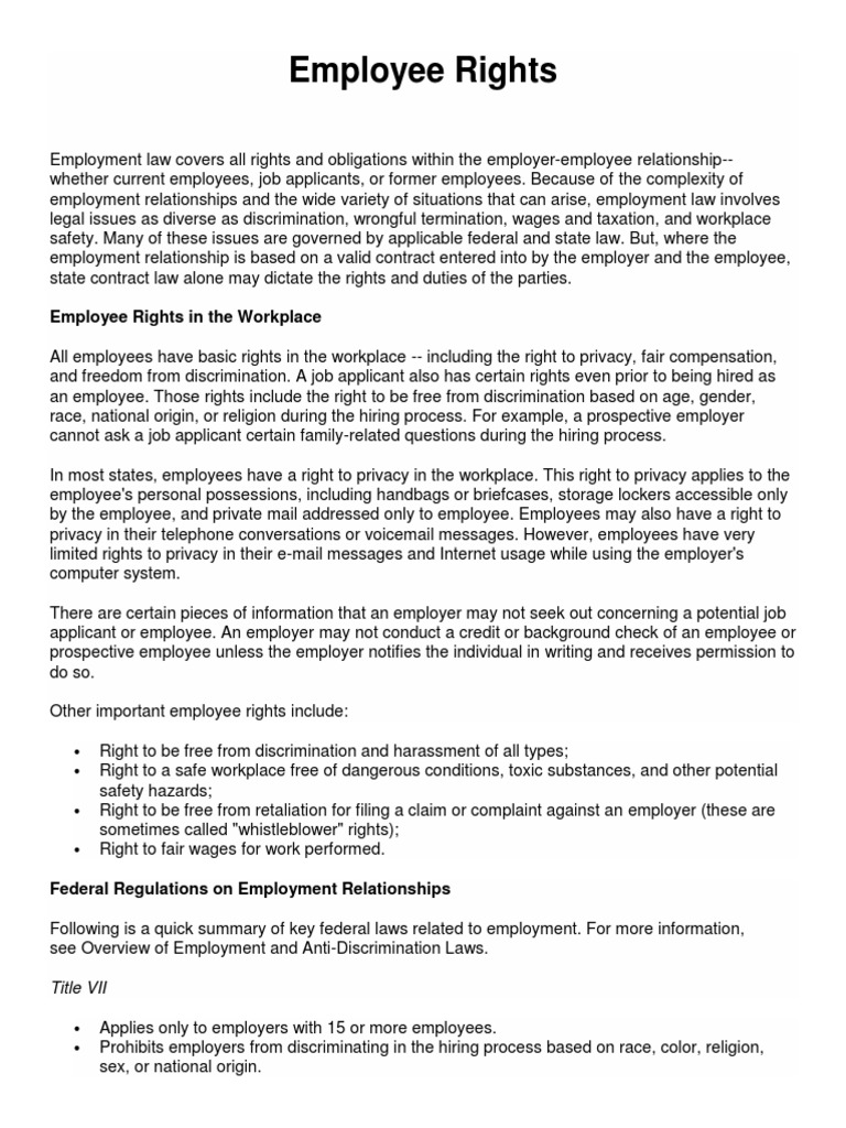 Employee Employers Rights | PDF | Labor Rights | Employment