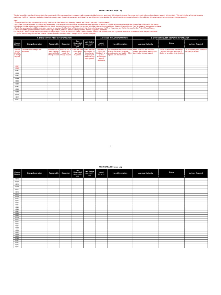 Change Log Template | PDF | Information Technology | Information ...
