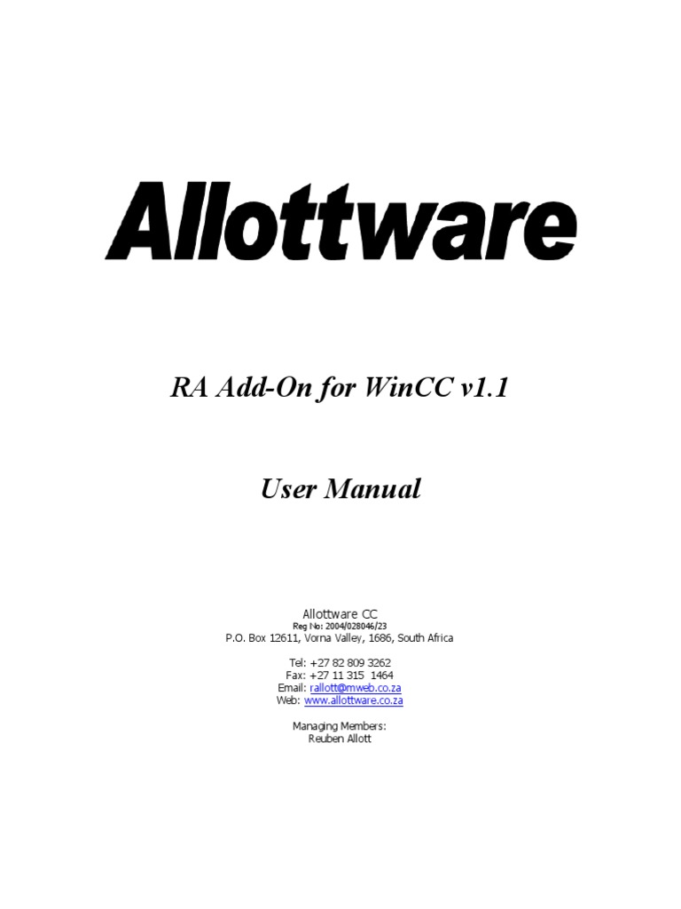 RA Add-On for WinCC v1.1 Manual | PDF | Menu (Computing) | Internet ...