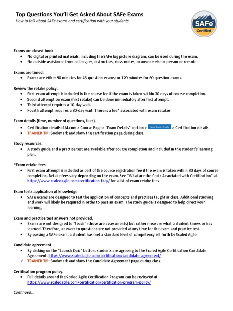 Top Questions Asked About SAFe Exams | PDF | Test (Assessment ...