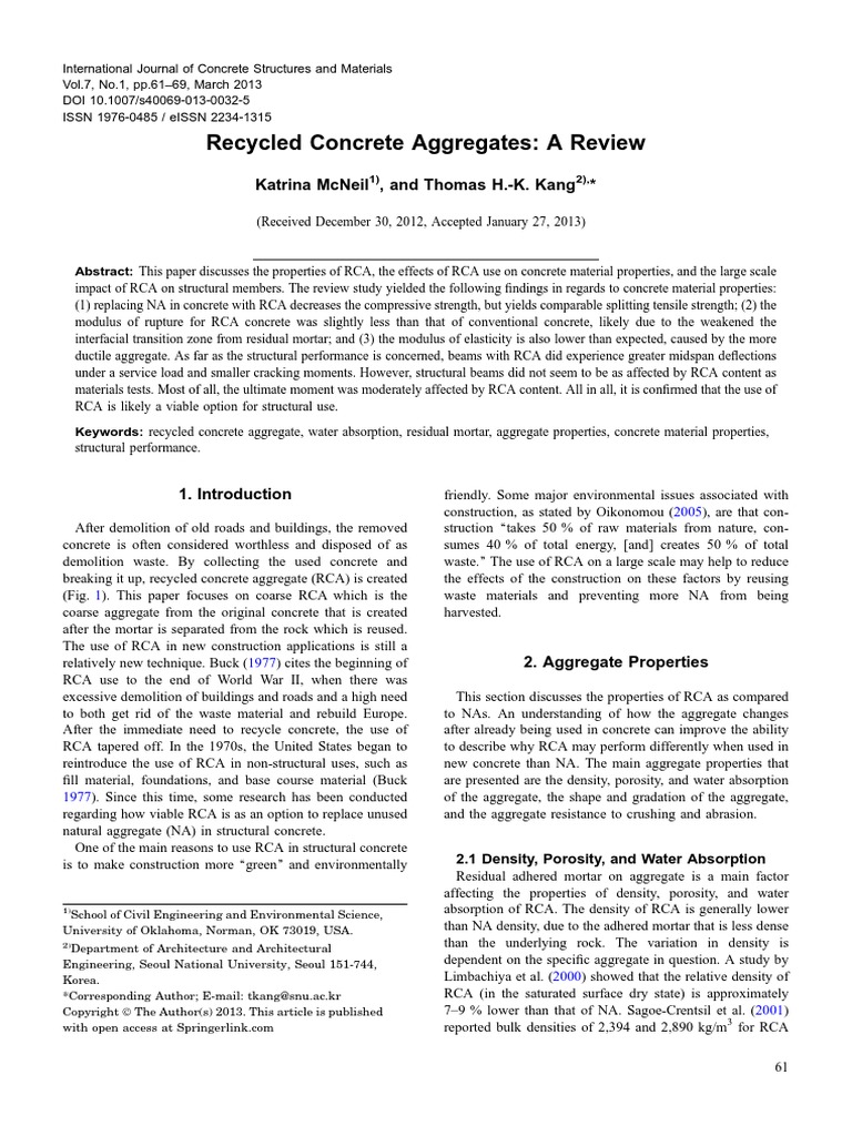 Recycled Concrete Aggregates: A Review: Katrina Mcneil, and Thomas H.-K ...