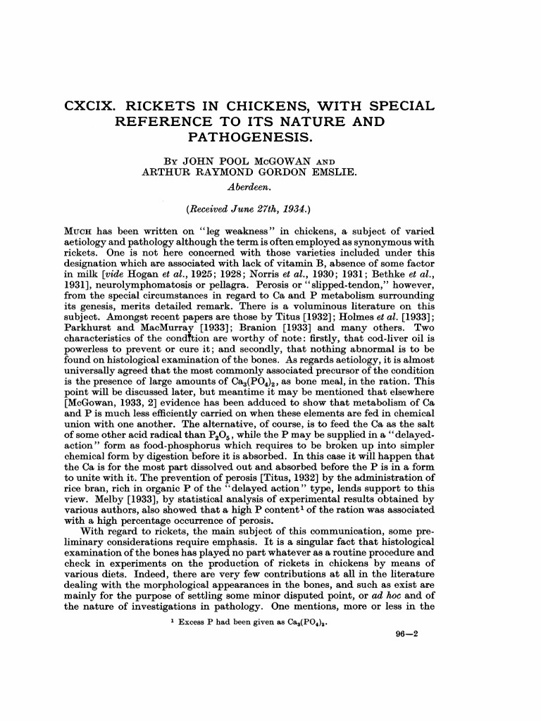 Cxcix. Special: Rickets in Chickens, With Reference To Its Nature and ...