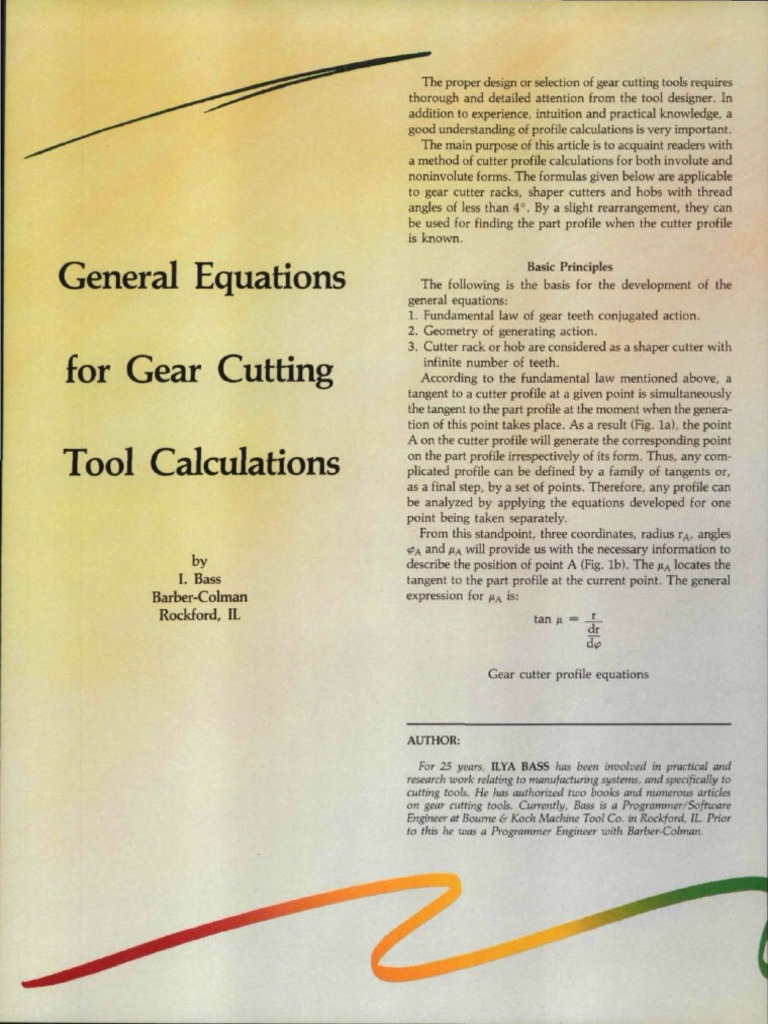 General Equations For Gear Cutting Machines | PDF | Gear ...