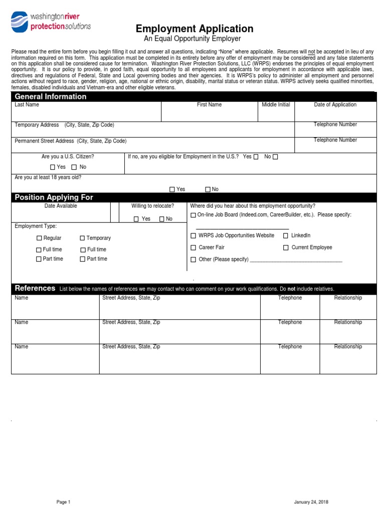 Employment Application: General Information | PDF | Equal Opportunity ...