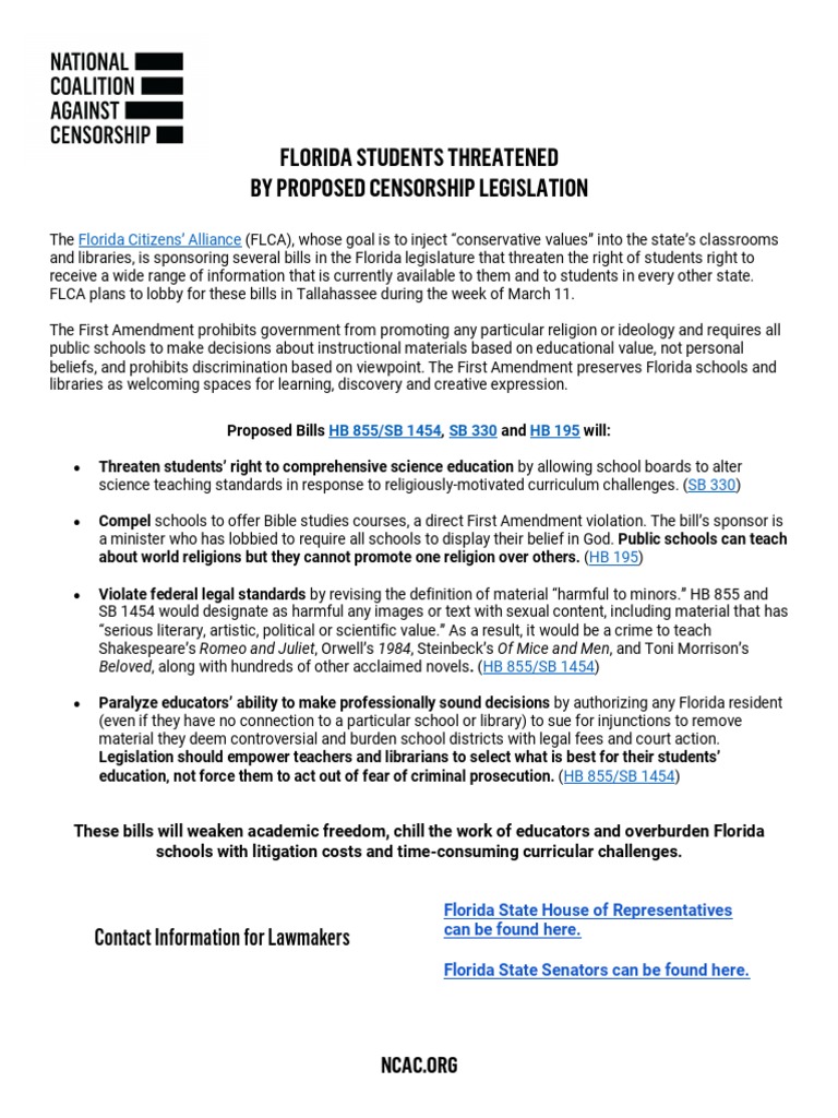 Florida Legislation Fact Sheet | PDF | First Amendment To The United ...