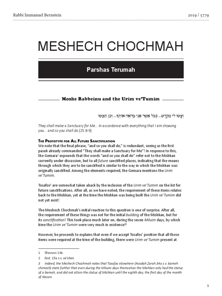 Meshech Chochmah: Parshas Terumah | PDF | Months Of The Hebrew Calendar ...