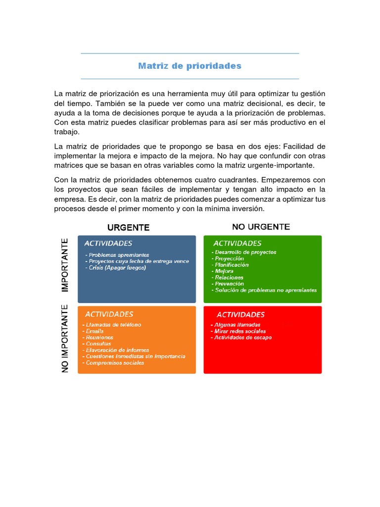 Matriz de Prioridades | PDF