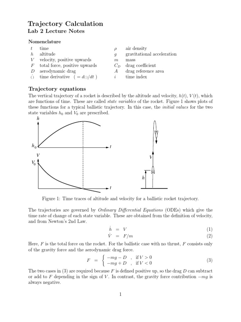 Trajectory Calculation: Lab 2 Lecture Notes | Download Free PDF ...