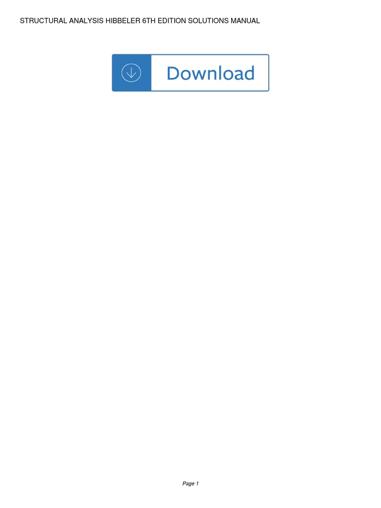 Structural Analysis Hibbeler 6th Edition Solutions Manual Pdf Force 5684