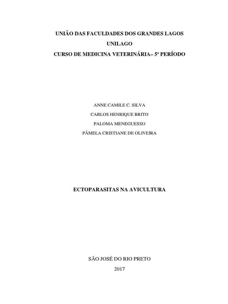 Ectoparasitas de importância econômica na avicultura: biologia ...