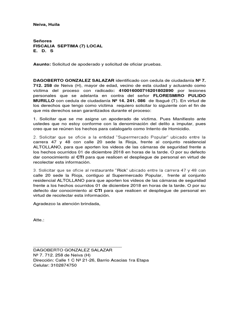 Derecho de Petición Solicitud de Apoderado | PDF