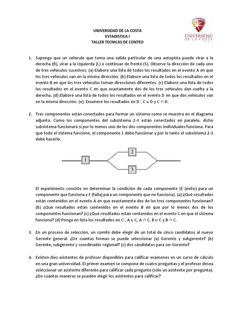 Taller Tecnicas de Conteo | PDF | Vino | Prueba (evaluación)