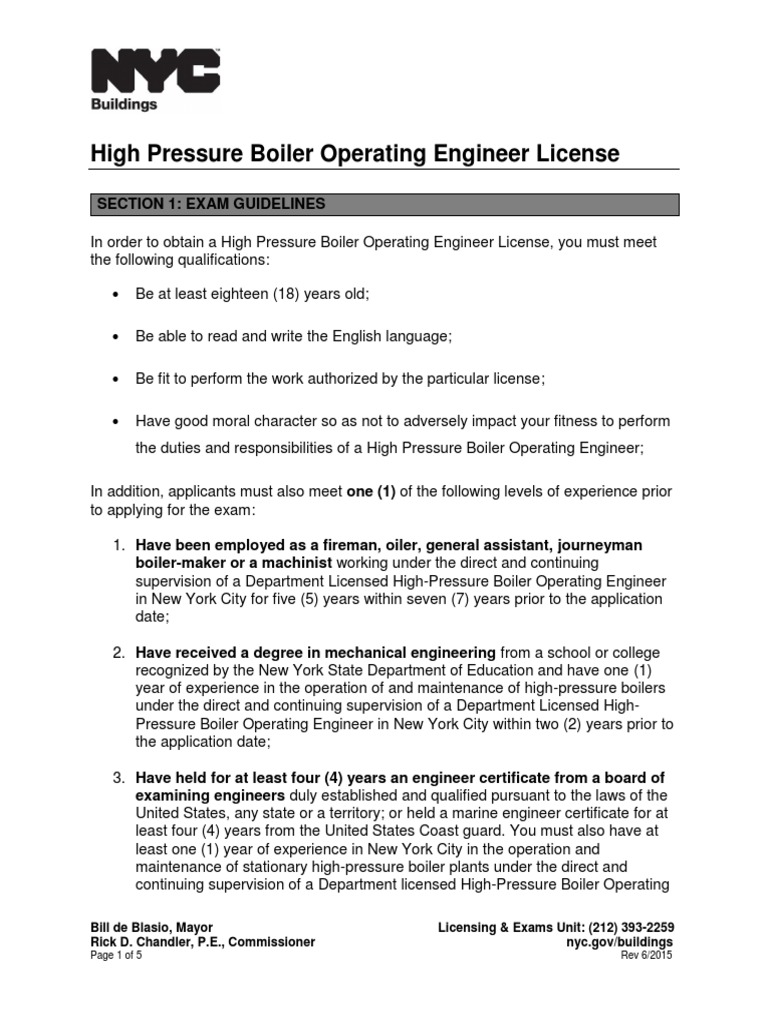 High Pressure Boiler Operating Engineer License: Section 1: Exam ...