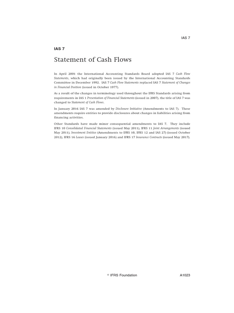IFRS Red Book - IAS 7 Statement of Cash Flows | PDF | International ...