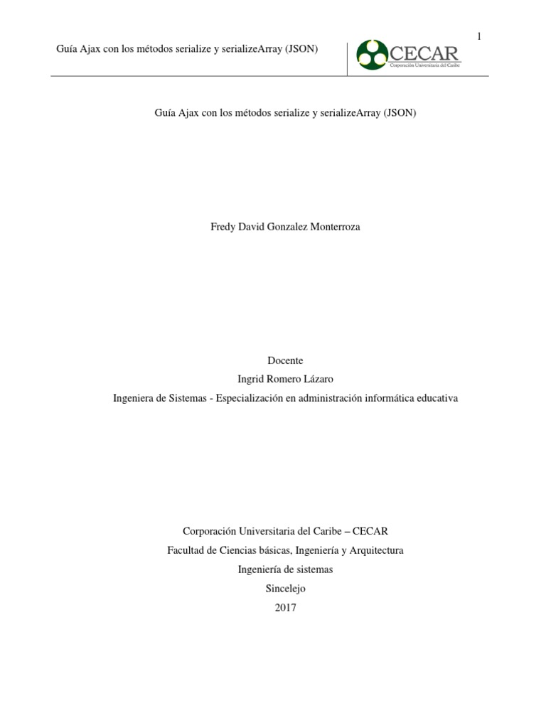 Guía Ajax Con Los Métodos Serialize y Serializearray (JSON) | PDF | Servidor web | Internet y web