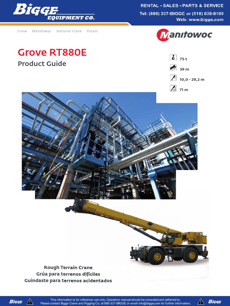 Grove RT880E Crane Chart PDF | PDF | Transmissão (Mecânica) | Máquinas