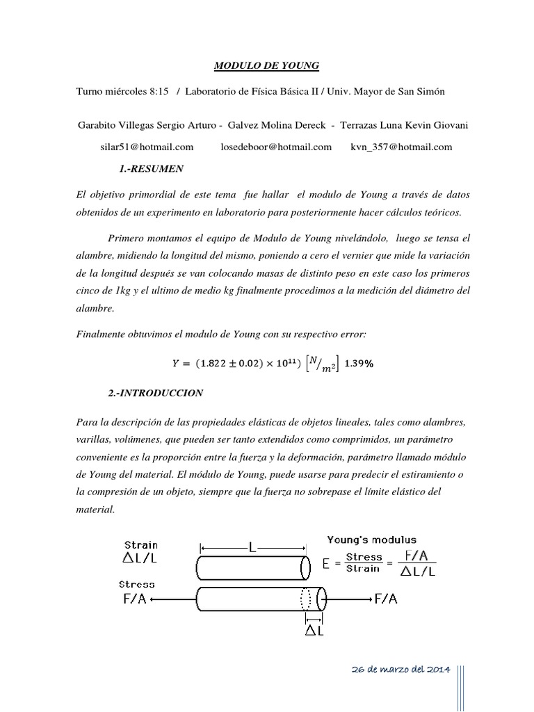 Inf - 01 Modulo de Young | PDF | El módulo de Young | Elasticidad (Física)