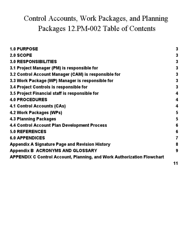 Control Accounts and Work Packages Guide | PDF | Project Management ...