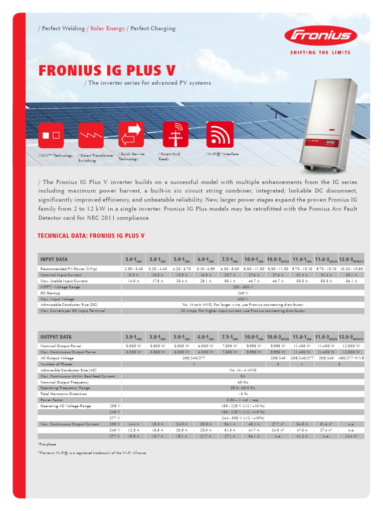 Fronius IG Plus V Inverter-Datasheet | PDF | Alternating Current ...