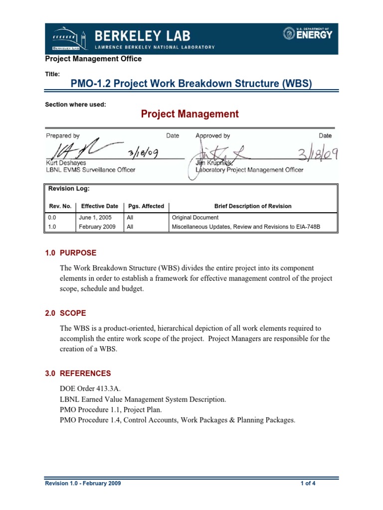 PMO-1.2 Project Work Breakdown Structure | PDF | Project Management | Information Technology ...