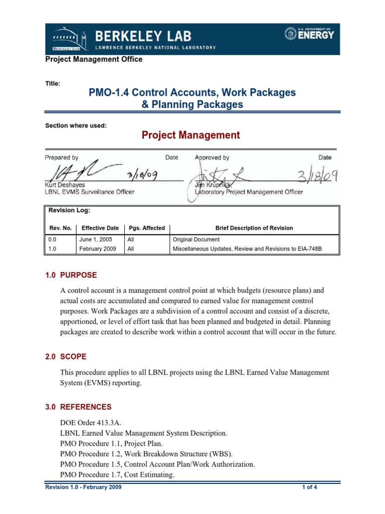 PMO-1.4 Control Accounts-Work Packages-Planning Packages | PDF | Business