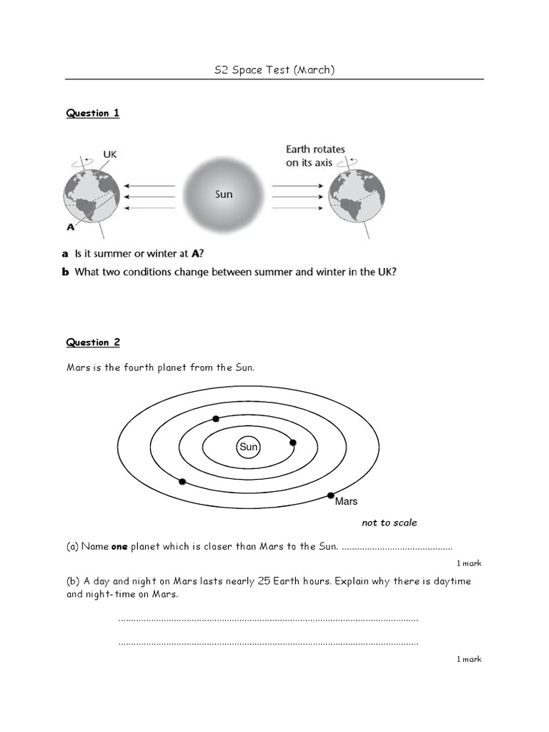 Mars and Solar System Overview Quiz | PDF | Jupiter | Planets