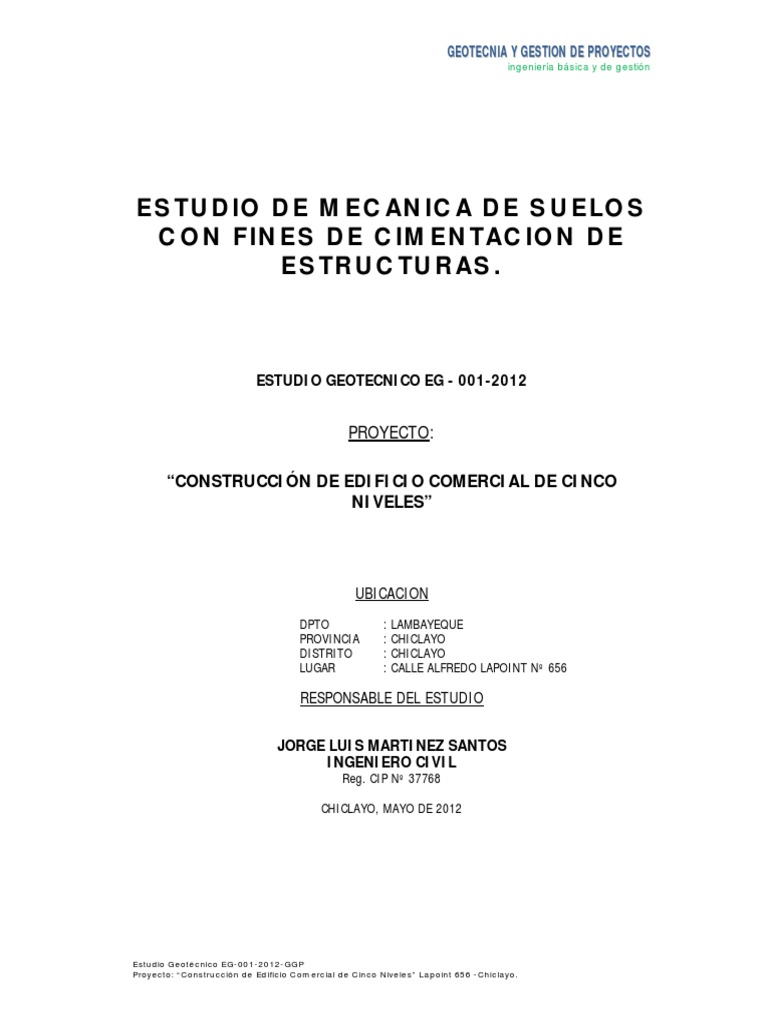 Estudio de Mecanica de Suelo PDF | PDF | Temblores | Fundación (Ingeniería)
