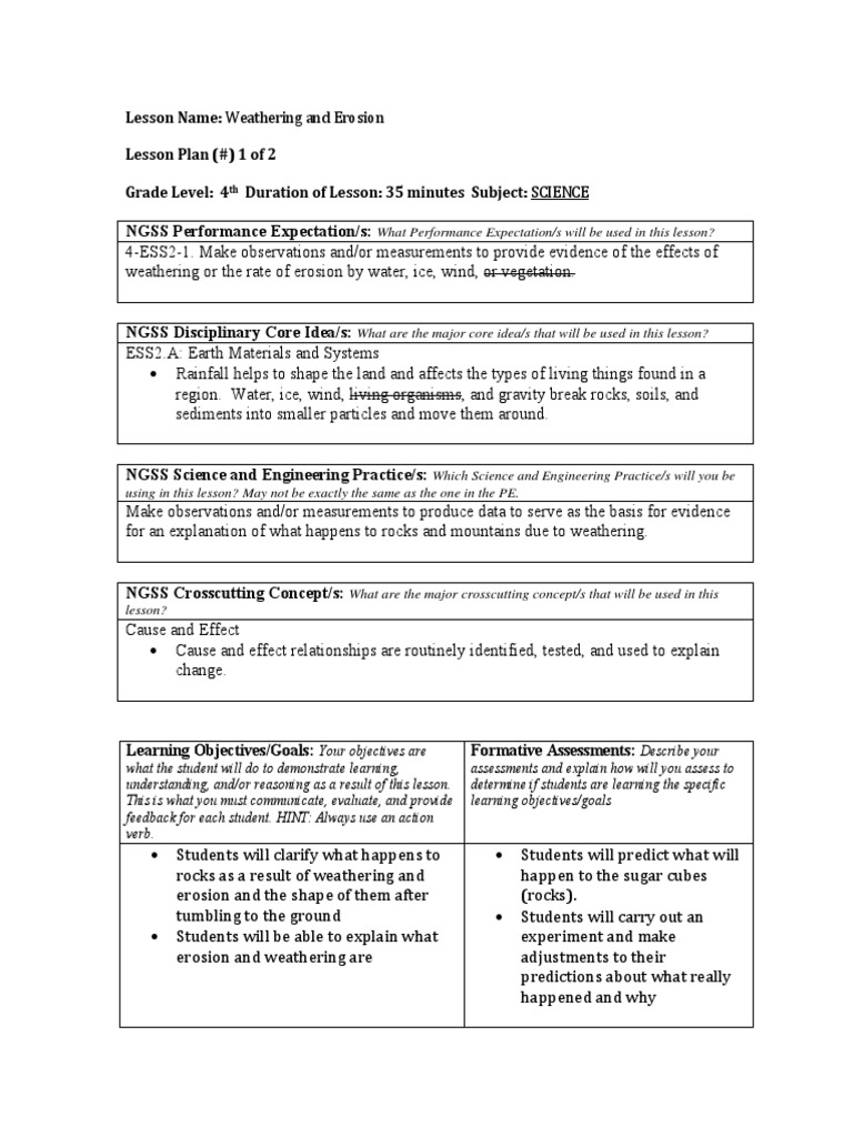 Science Lesson Observation | PDF | Erosion | Science