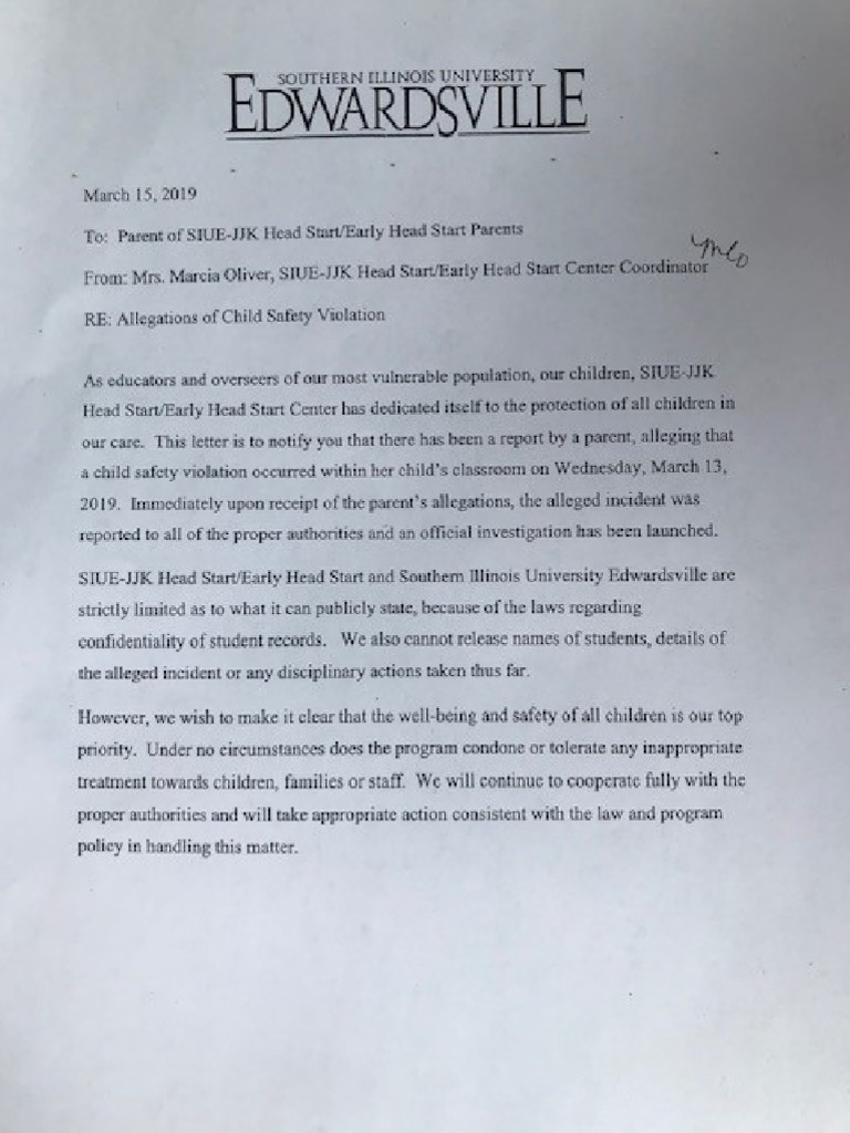 Letter To Parents of Head Start Students | PDF