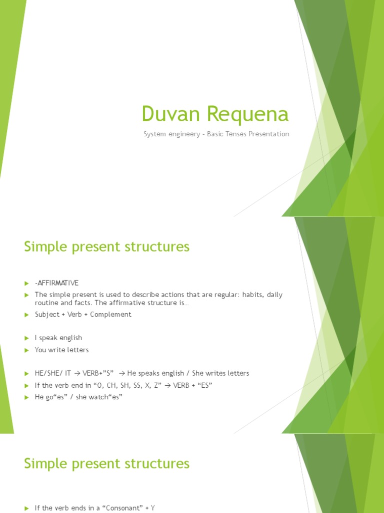 Basic Tenses Presentation | PDF | Perfect (Grammar) | Verb